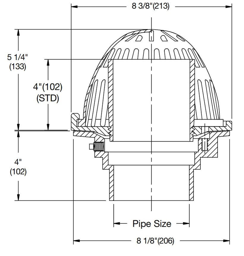 Watts - RD-200-W - Overflow Roof Drain with 4 in. Internal Water Dam ...