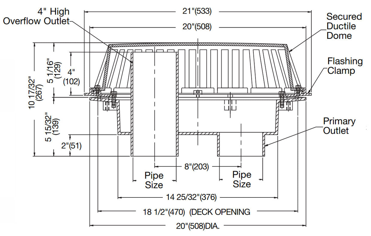 Watts - RD-700 - Dual Outlet Roof Drain with Overflow — Mainline Materials