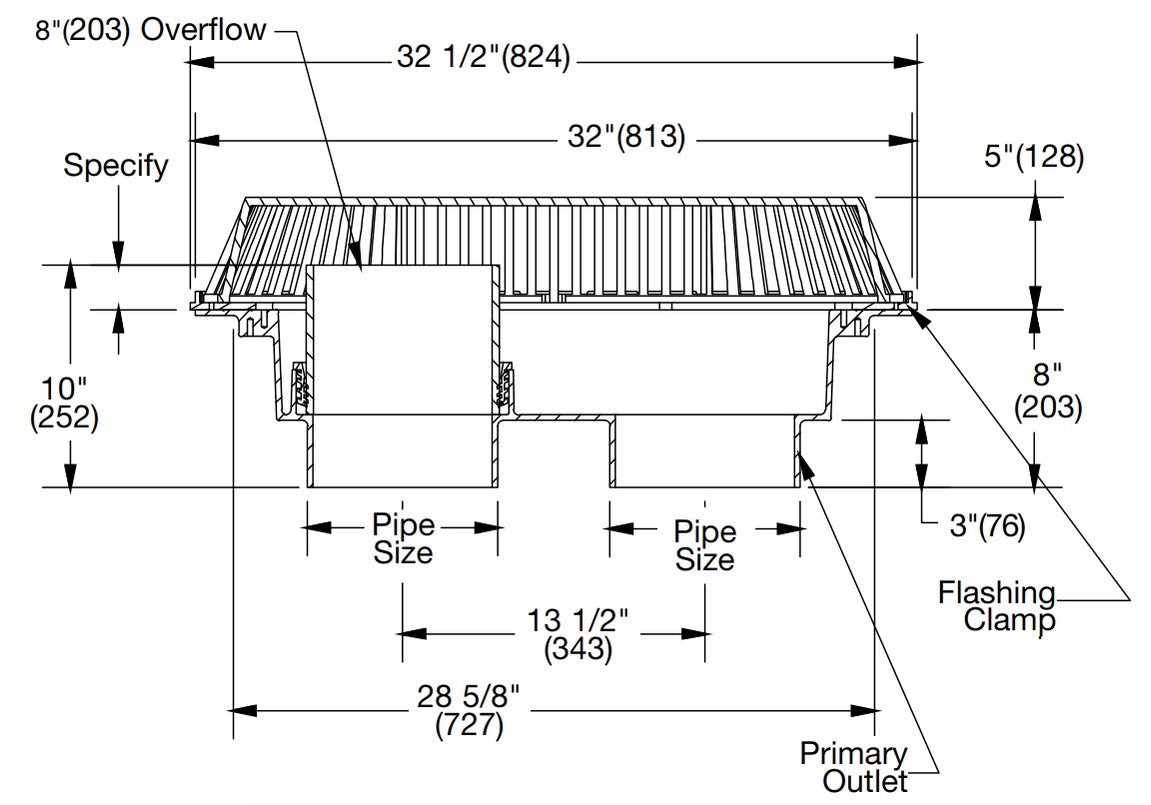 Watts - RD-800 - Dual Outlet Large Capacity Roof Drain/Overflow ...