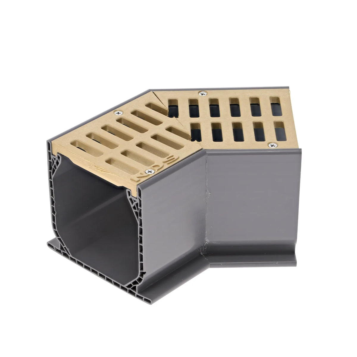 Mini Channel™ Drain 45° Elbow and Grate, Sand Plastic — Mainline Materials