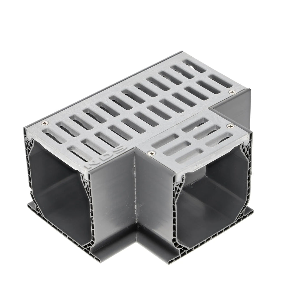 Mini Channel™ Drain Tee and Grate, Gray Plastic — Mainline Materials