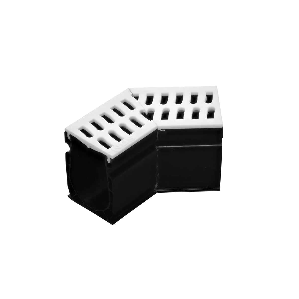 Slim Channel™ Drain 45° Elbow and Grate, White Plastic — Mainline Materials