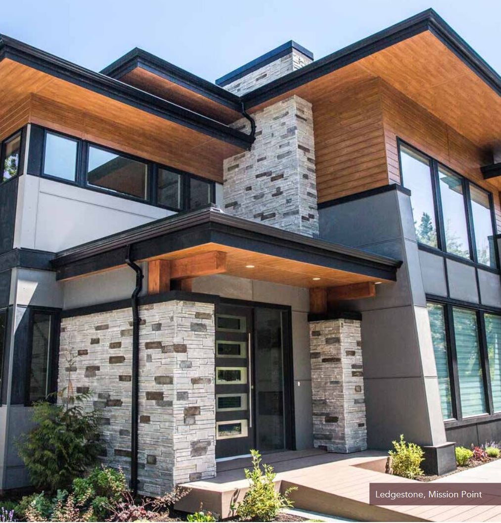 Stone Veneer - Versetta Stone Ledgestone Corner Siding Panels 8" x 36 ...