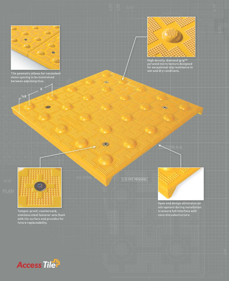 Truncated Domes ADA Access Tile - 3' x 4' Mat - Cast in Place ...